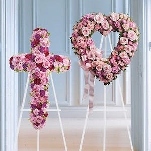 Matching Heart & Cross Funeral Spray Set at Beneva.com
